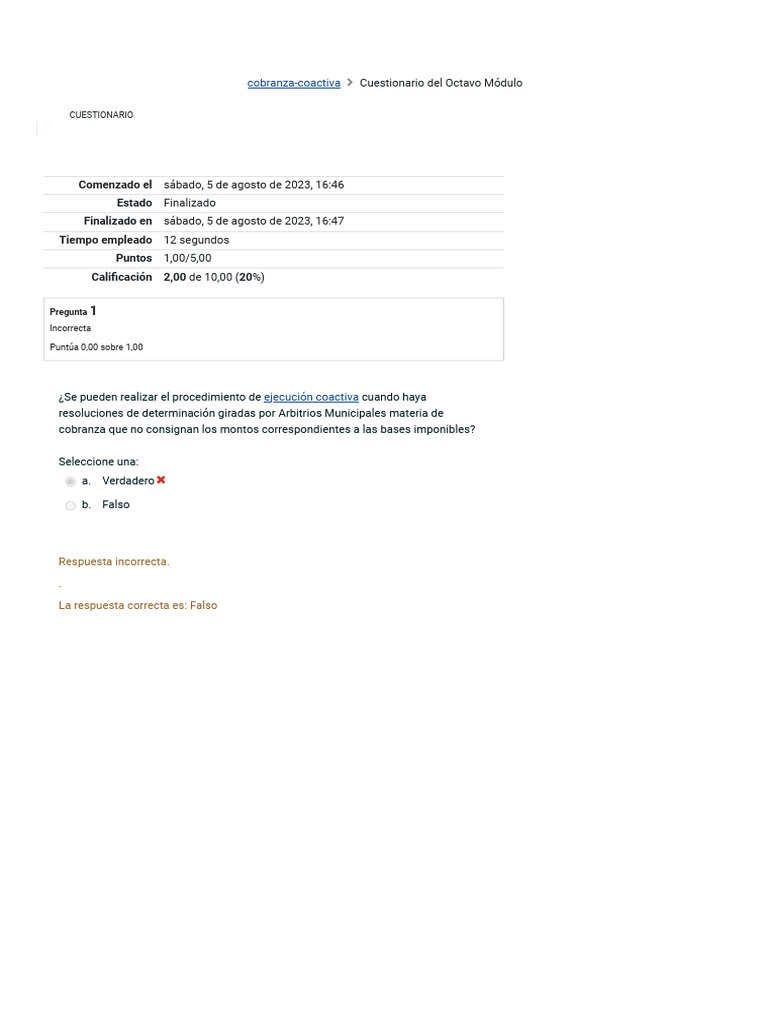 Cuestionario Del Octavo Módulo - Revisión Del Intento | PDF | Crecimiento personal y profesional ...