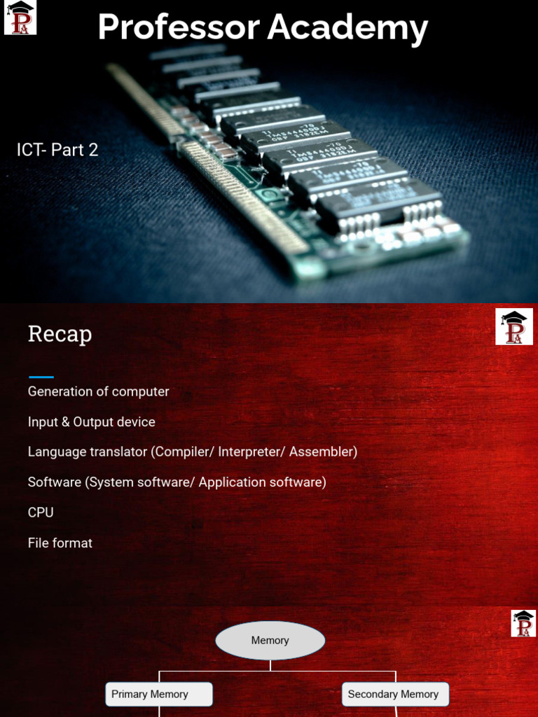 ICT Class 2 - Memory Unit - 08.08.2023 | PDF | Computer Data Storage | Random Access Memory
