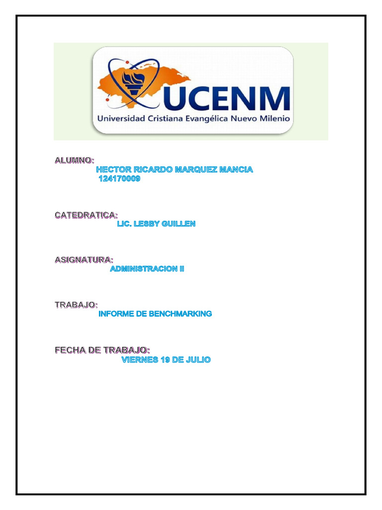 Informe Sobre Benchmarking | PDF | Benchmarking | Business