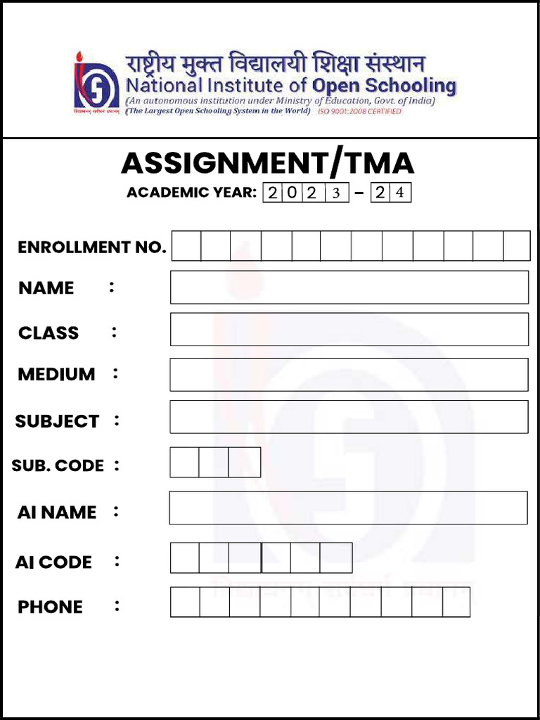 Tma Front Page 2023-24 | PDF