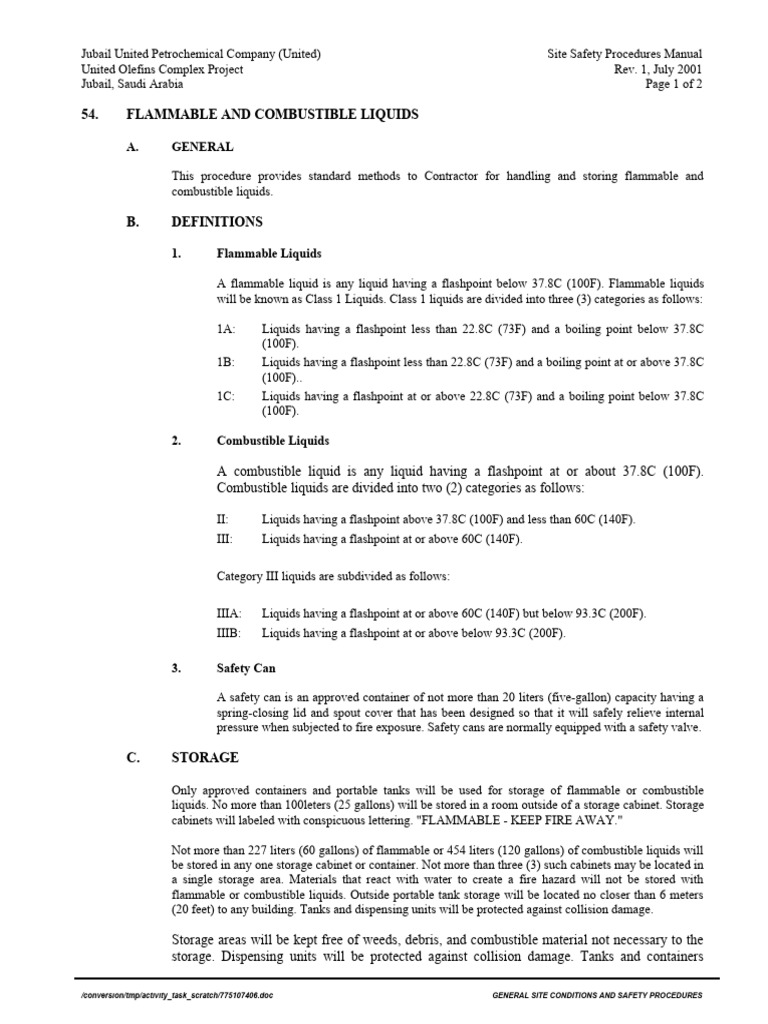 54 Flammable Combustable Liquids | PDF | Fires | Safety