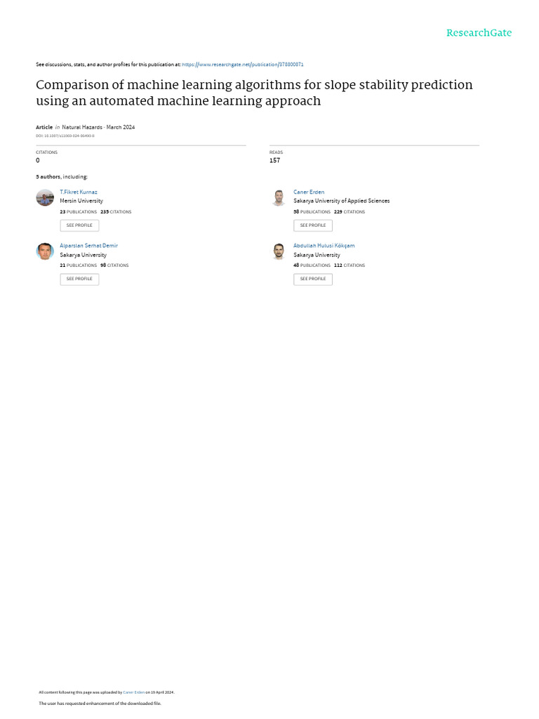 Comparison of Machine Learning Algorithms For Slope Stability ...