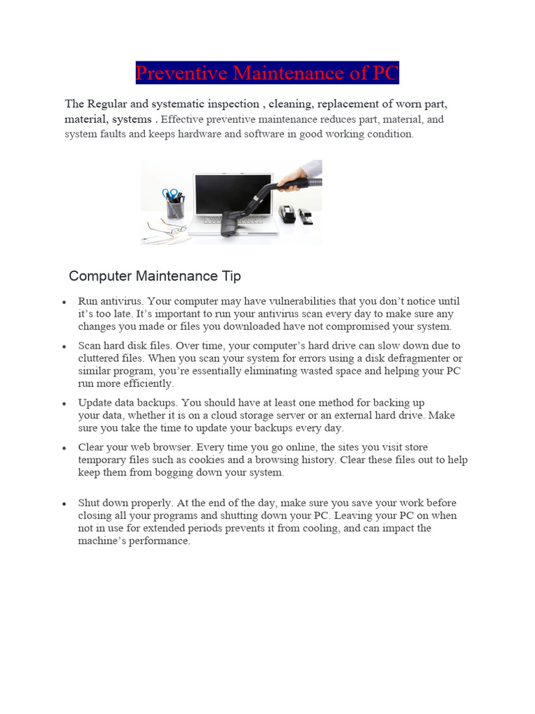 Preventive Maintenance of PC | PDF