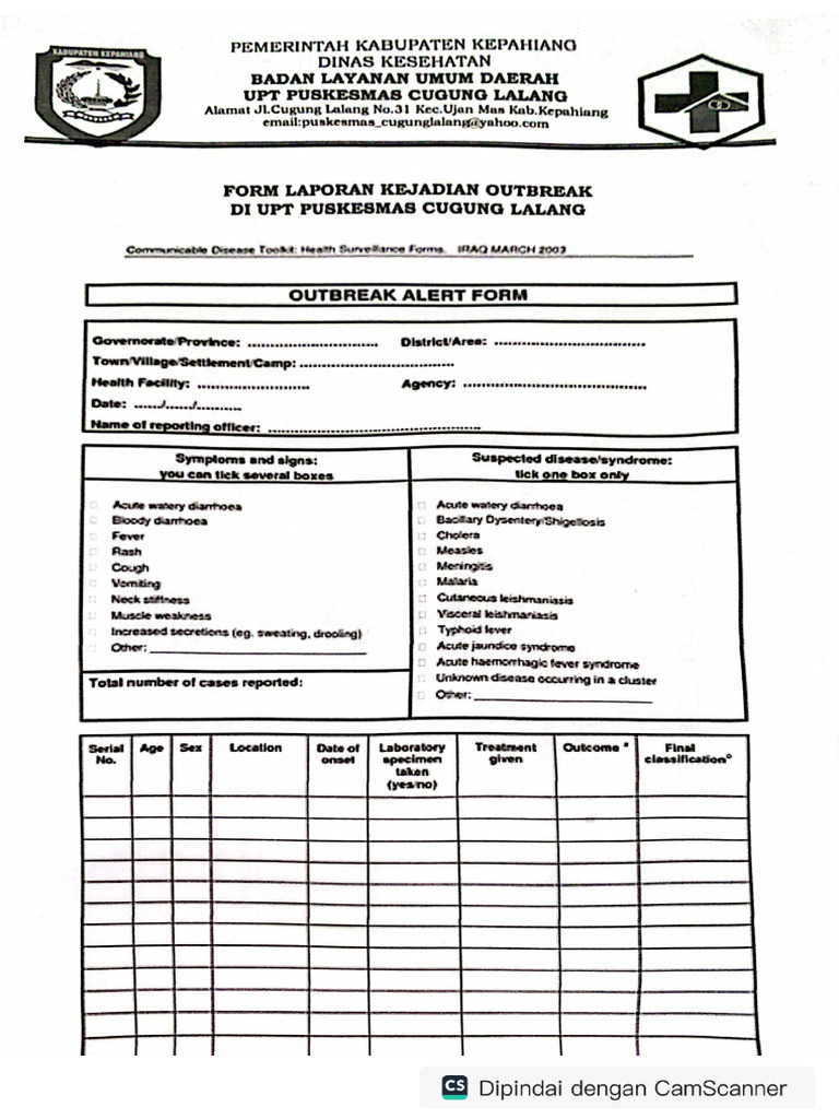 Form Outbreak Pdf
