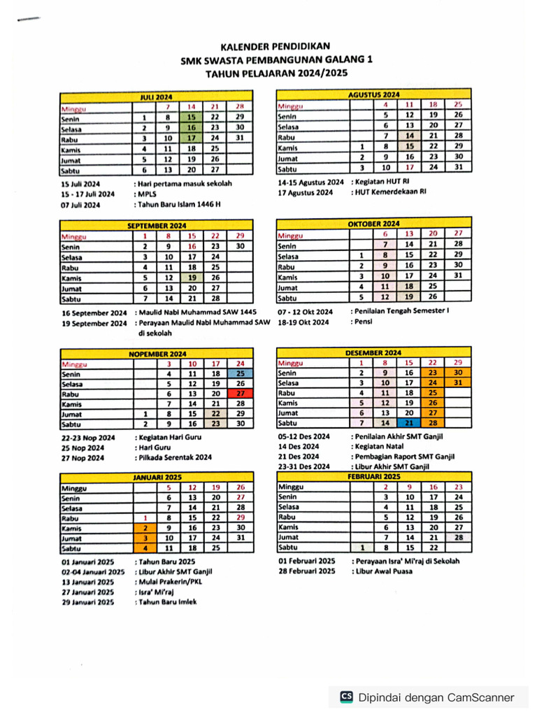 Kalender Pendidikan SMK | PDF