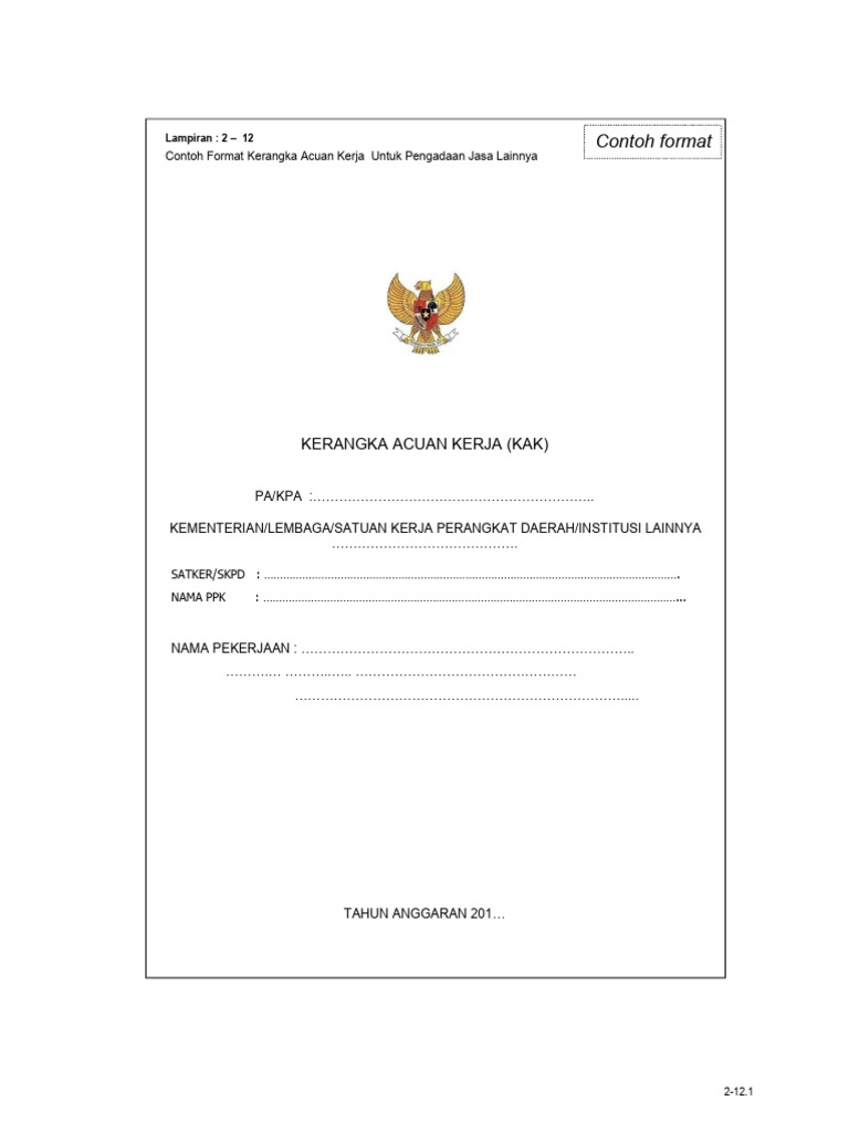 Contoh Format Kak Jasa Lainnya | PDF
