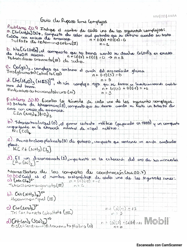 Repaso Iones Complejos | PDF