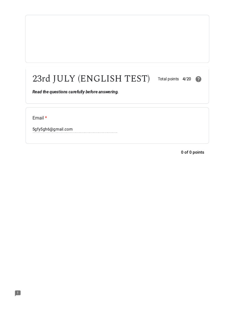 23rd July English Test Pdf