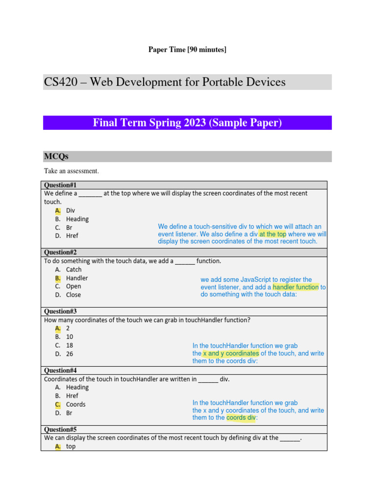 CS420 - Solved Sample - Paper 2024 by DL | PDF | Cursor (User Interface ... CS420 - Solved Sample - Paper 2024 by DL | PDF | Cursor (User Interface ...