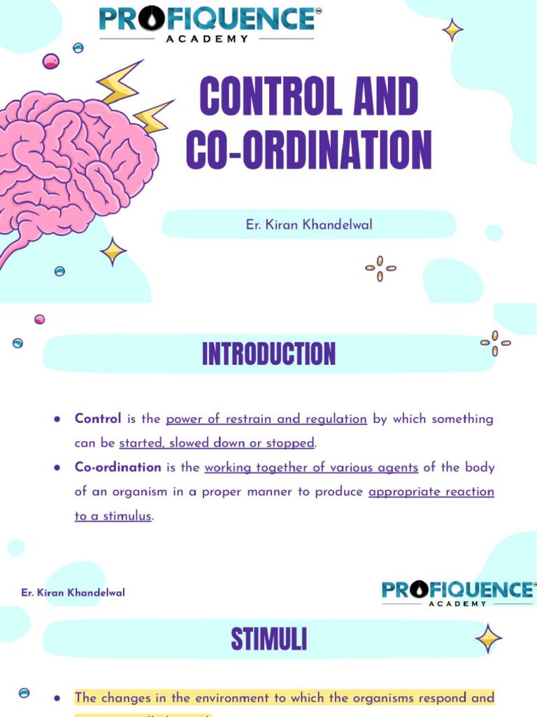 Control and Coordination (Class 10 Science) | PDF