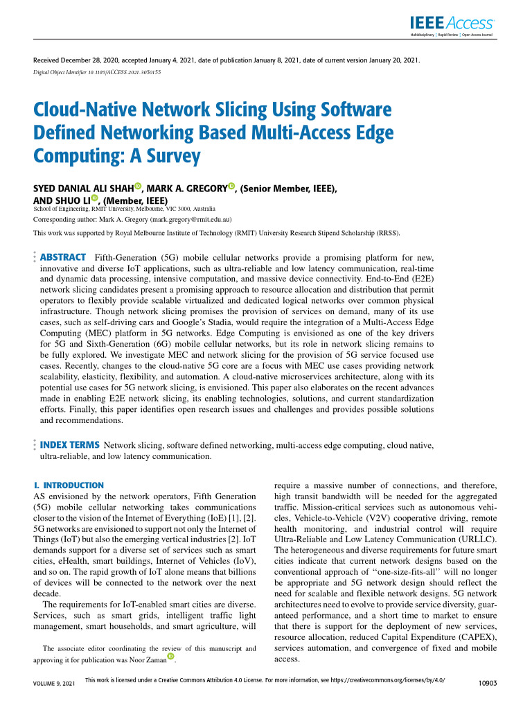 Cloud Native Network Slicing Using Software Defined Networking Based Multi Access Edge Computing