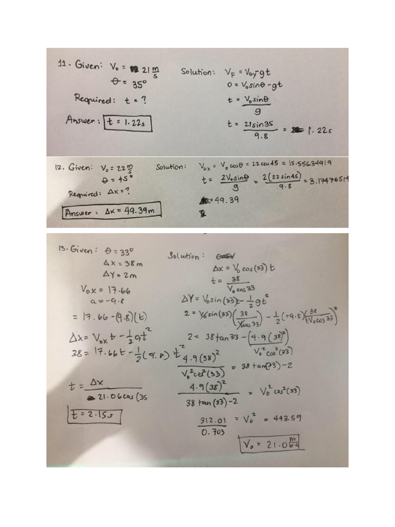 Solutions in Quiz 2 Kinematics in 2D | PDF