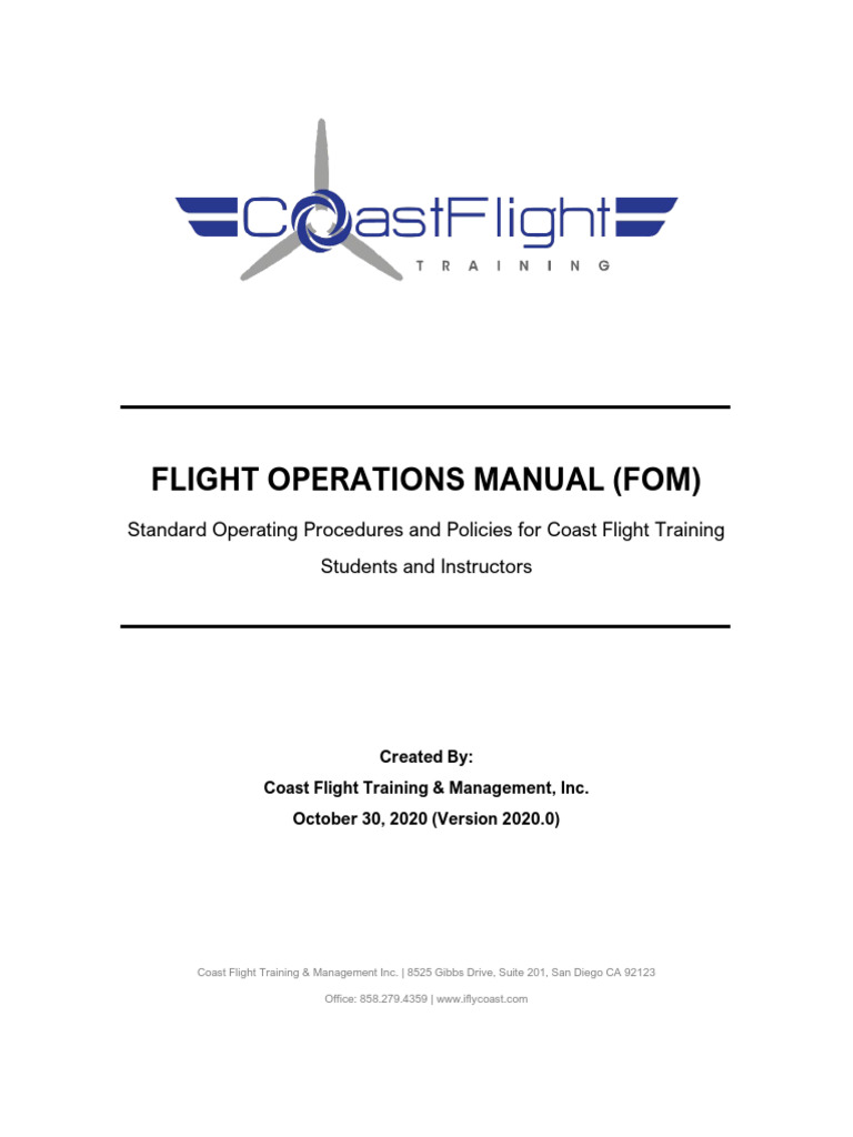Flight Operations Manual FOM | PDF | Instrument Flight Rules | Visual ... Flight Operations Manual FOM | PDF | Instrument Flight Rules | Visual ...