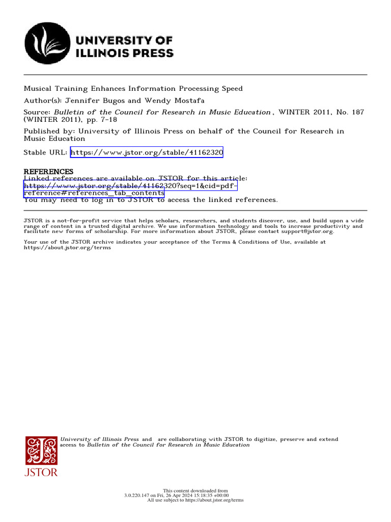 Musical Training Enhances Information Processing Speed | PDF | Mental ...