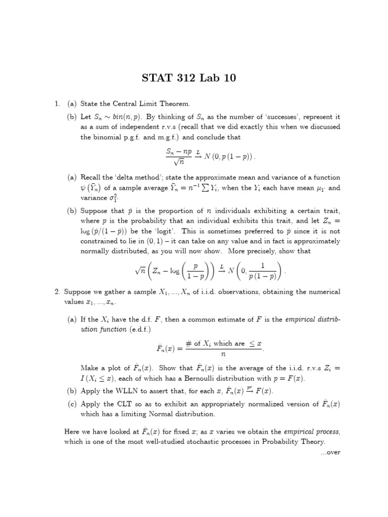 312lab10 | Download Free PDF | Statistical Models | Statistics