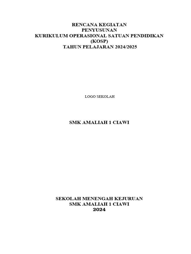 0 Contoh Rencana Penyusunan KOSP | PDF