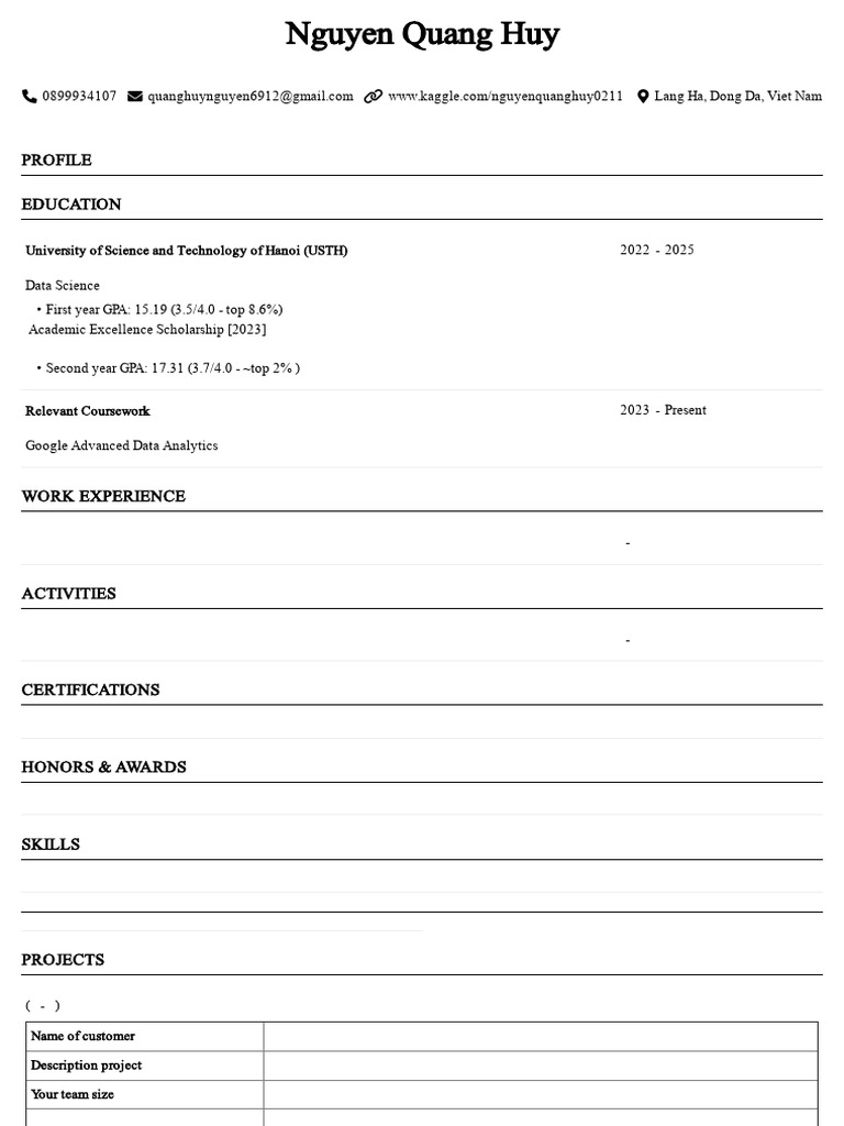 CV Nguyen Quang Huy - NguyenQuangHuy-TopCV - VN | PDF | Business