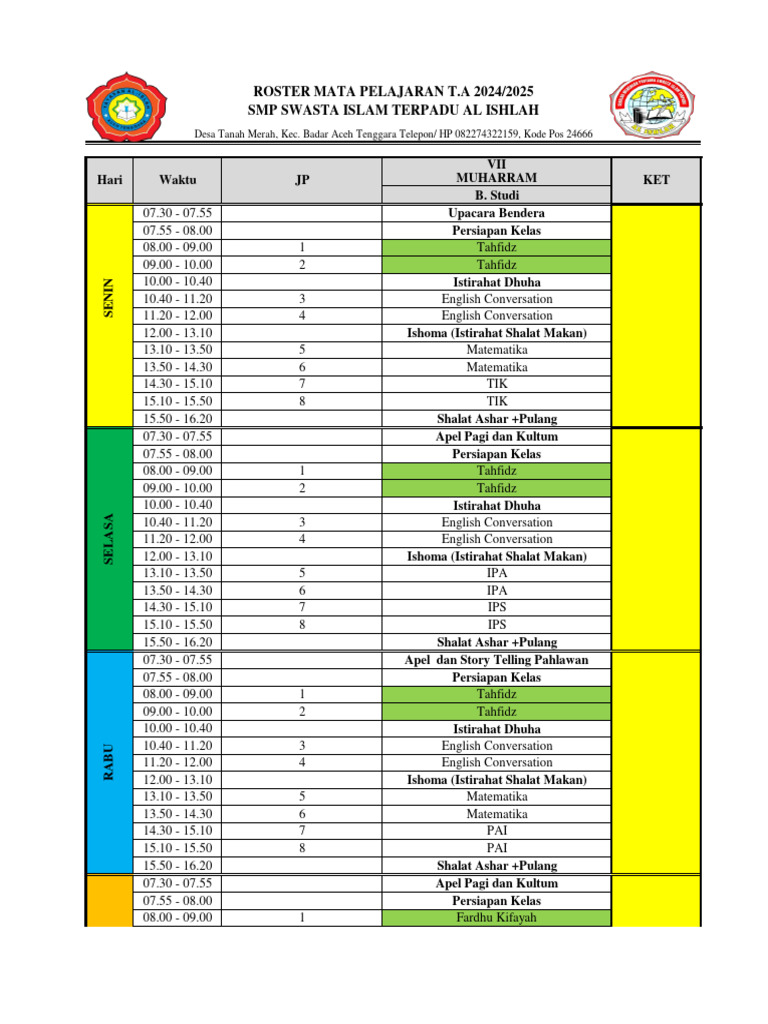 Roster SMP 2024-2025 - 033135 | PDF