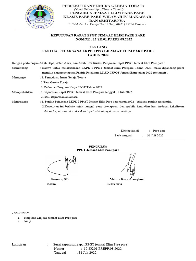 SK Panitia LKPD I PPGT 2022 | PDF