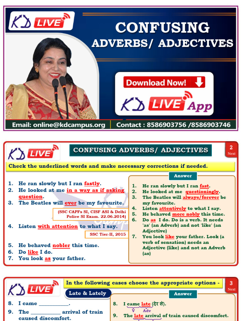 Confusing Adverbs and Adjectives Guide | PDF | Adjective | Noun