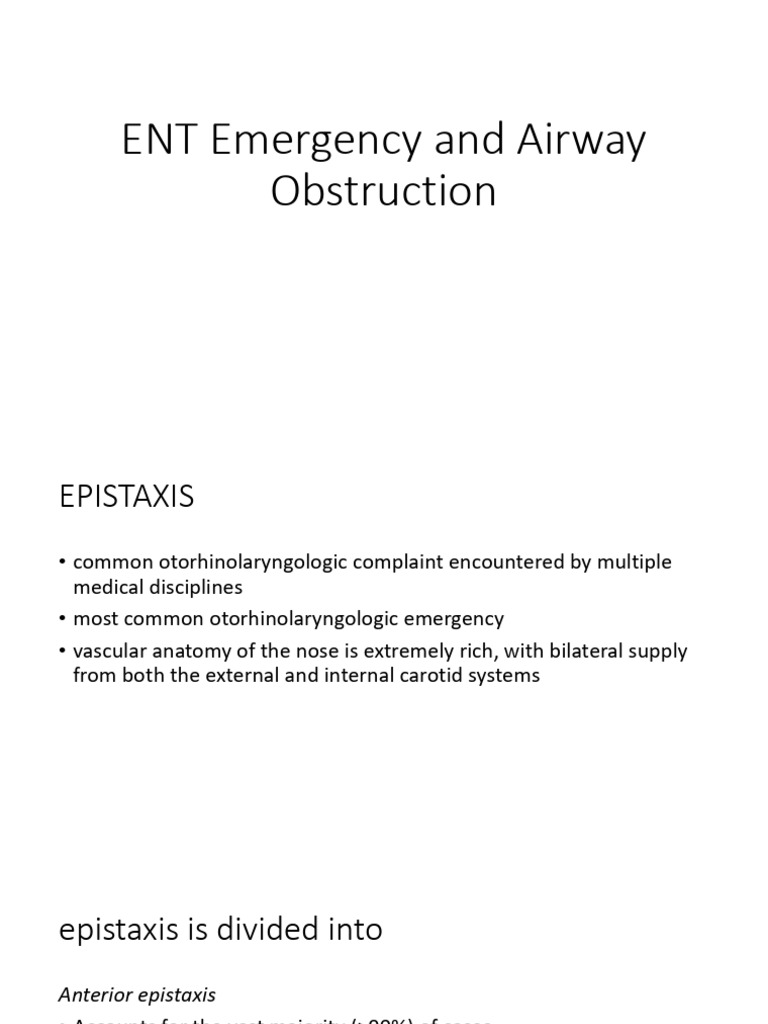 ENT Emergency and Airway Obstruction | PDF | Clinical Medicine ...