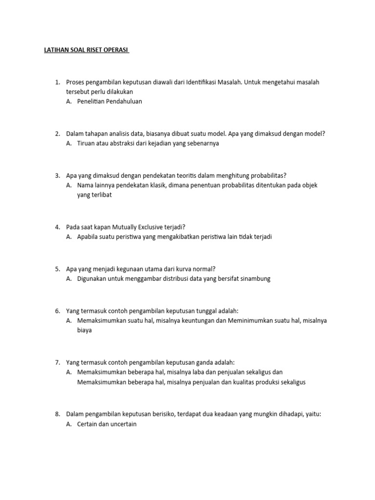 Latihan Soal Riset Operasi | PDF