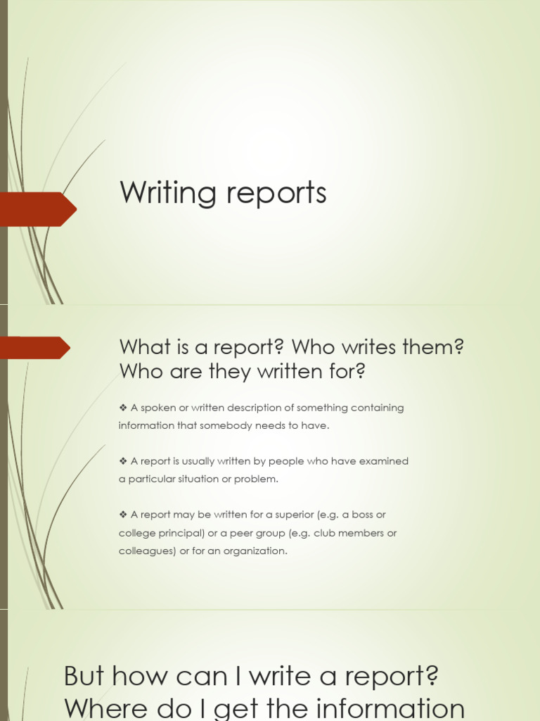 Writing Reports | PDF | Essays | Human Communication