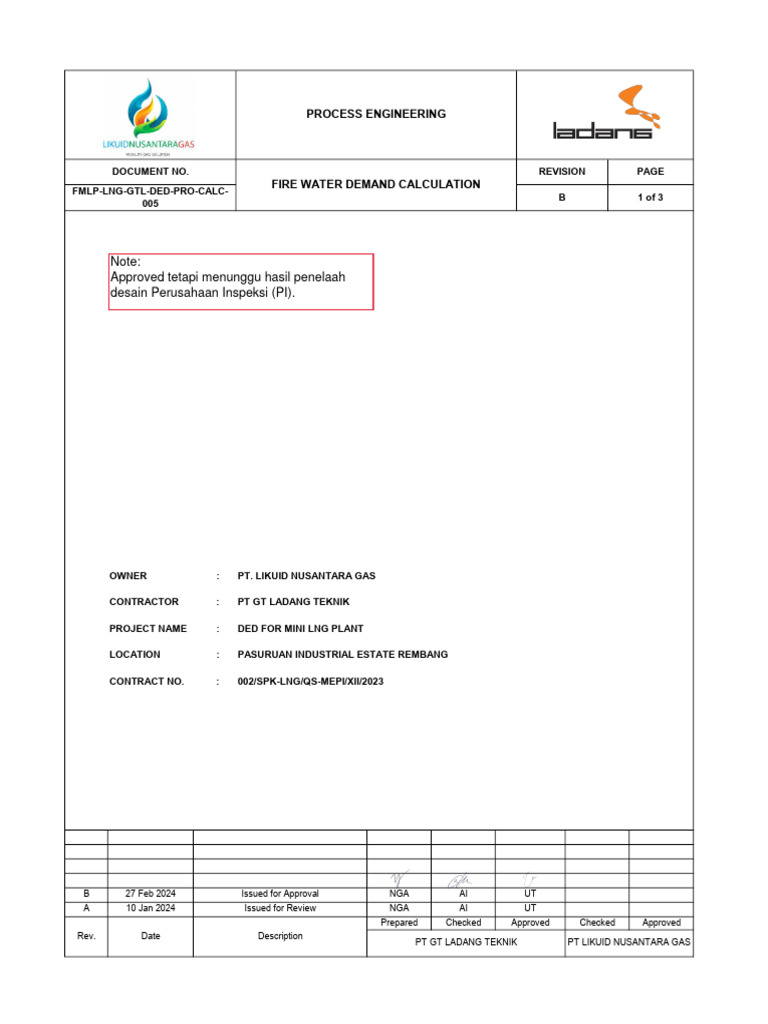 Fire Water Demand Calculation for LNG Plant | PDF | Firefighting | Fire ...