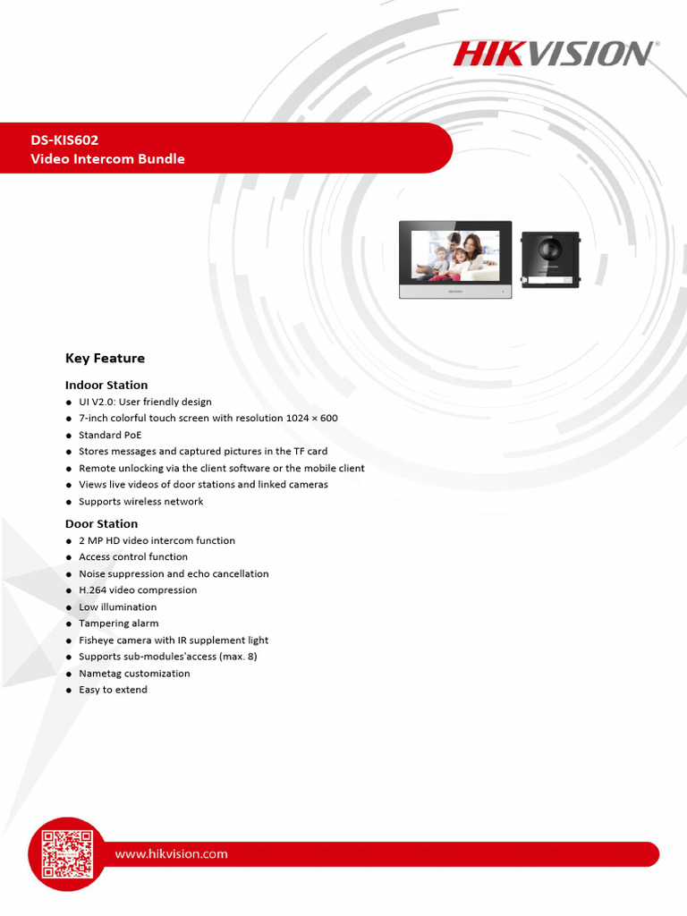 DS-KIS602 Video Intercom Bundle Overview | PDF | Computer Network | Video