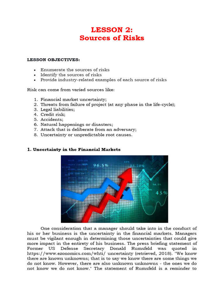 Lesson 2 - Sources of Risks | PDF | Risk | Risk Management