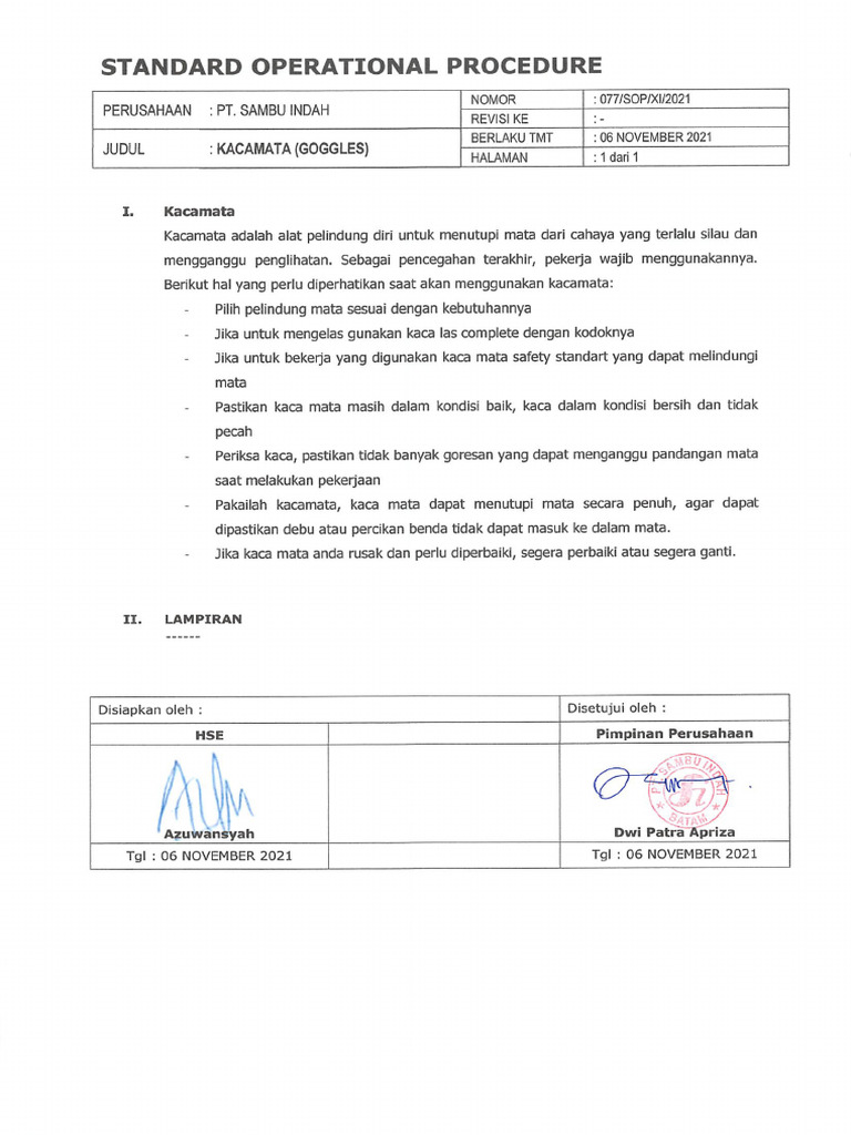 SOP APD Goggles | PDF
