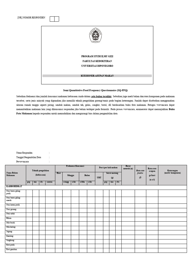 Form SQ-FFQ | PDF