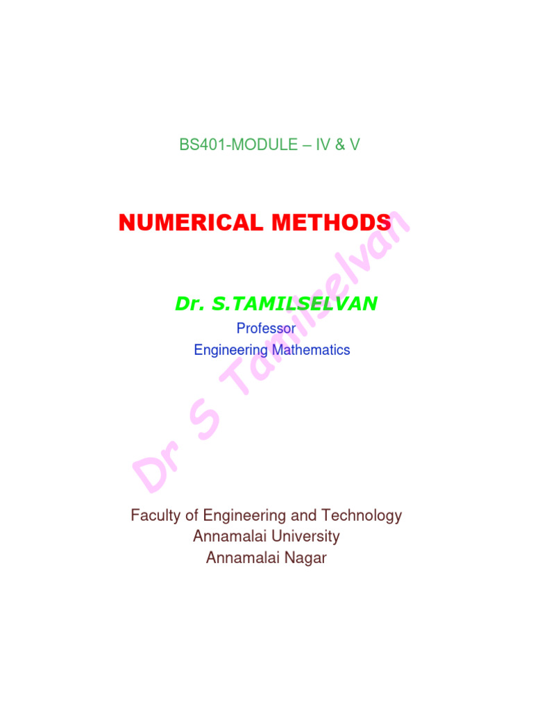 DR ST-BS401-Numerical Methods-Module-4&5 | PDF | System Of Linear Equations | Numerical Analysis