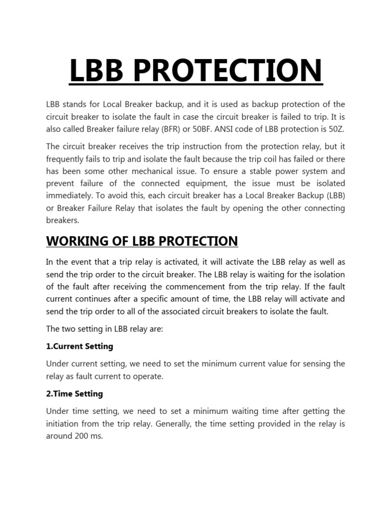 Prot LBB | PDF | Relay | Electromagnetism