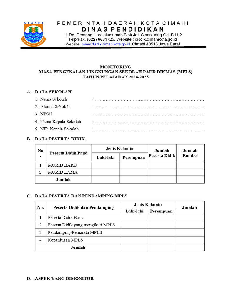 Instrumen Monev MPLS 2024 | PDF