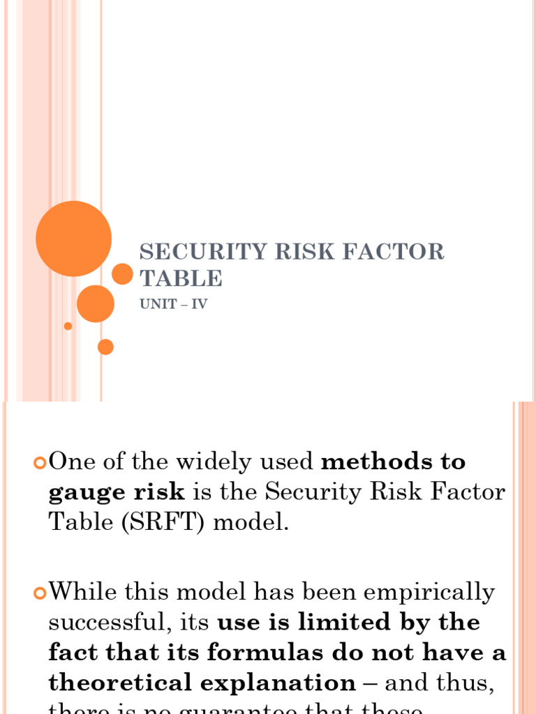 Unit-IV (SECURITY RISK FACTOR TABLE) | Download Free PDF | Risk