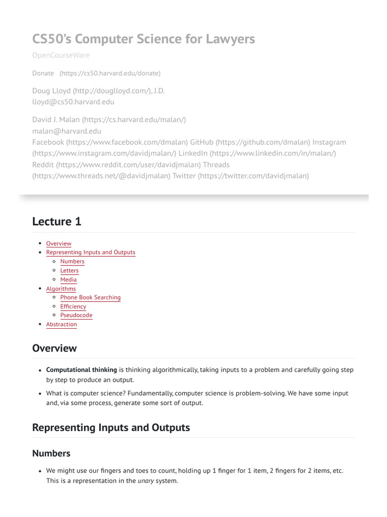 Lecture 1 - CS50's Computer Science For Lawyers | PDF | Bit | Pixel