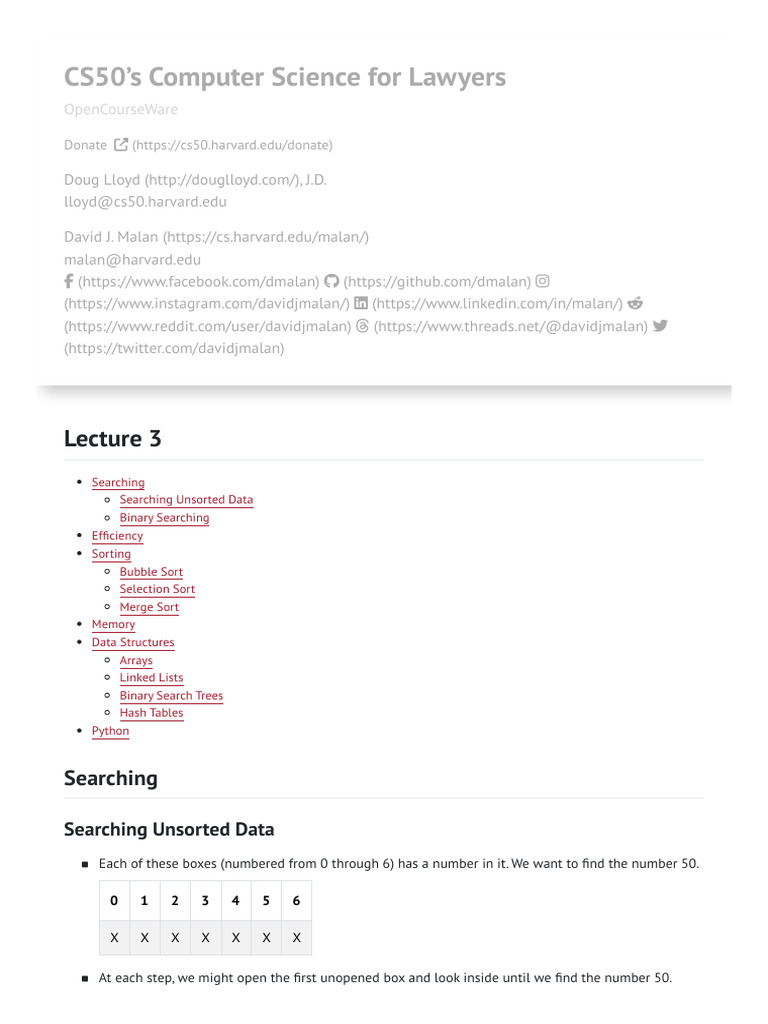 Lecture 3 - CS50's Computer Science For Lawyers | PDF | Computer Programming | Algorithms And ...