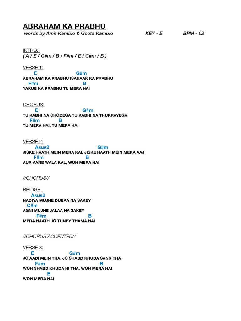 Abraham Ka Prabhu - Chords | PDF