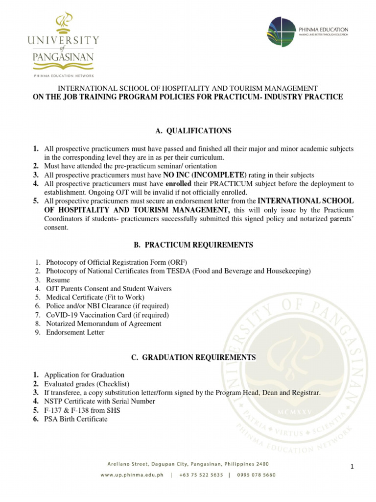 Practicum 2 3 Ojt Policy | PDF | Career & Growth