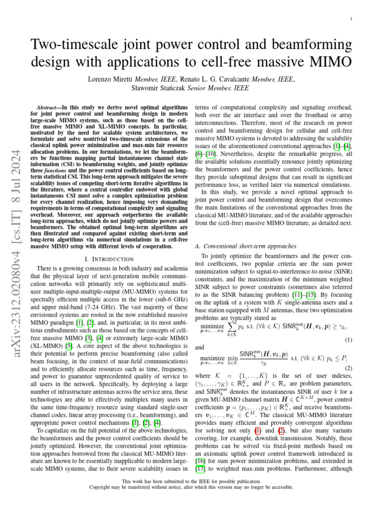 Cell Free Mimo | PDF | Mimo | Mathematical Optimization