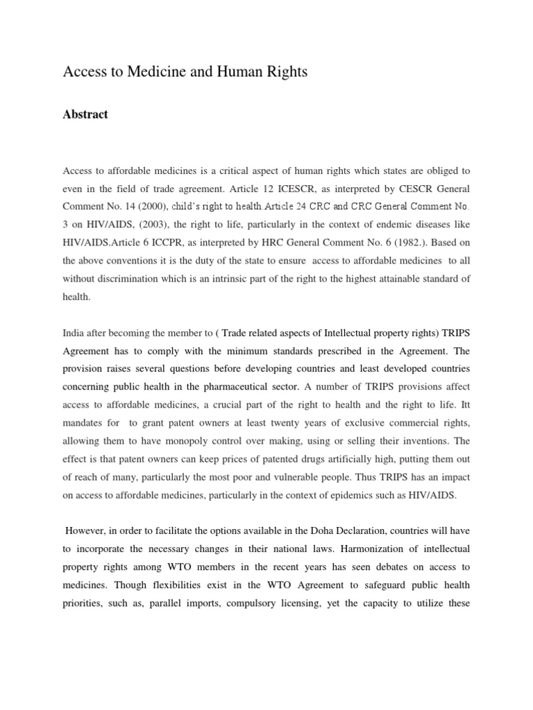 Human Rights | PDF | Pharmaceutical Drug | Trips Agreement
