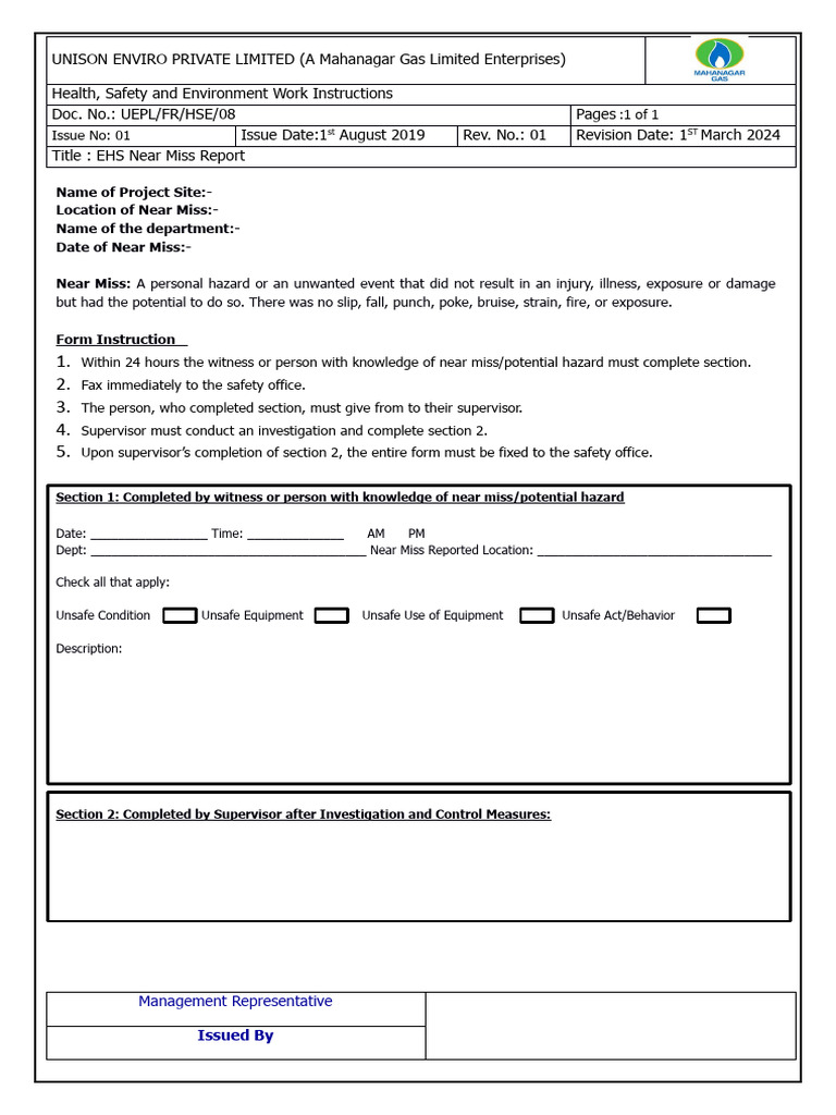 EHS Near Miss Reporting Guide | PDF