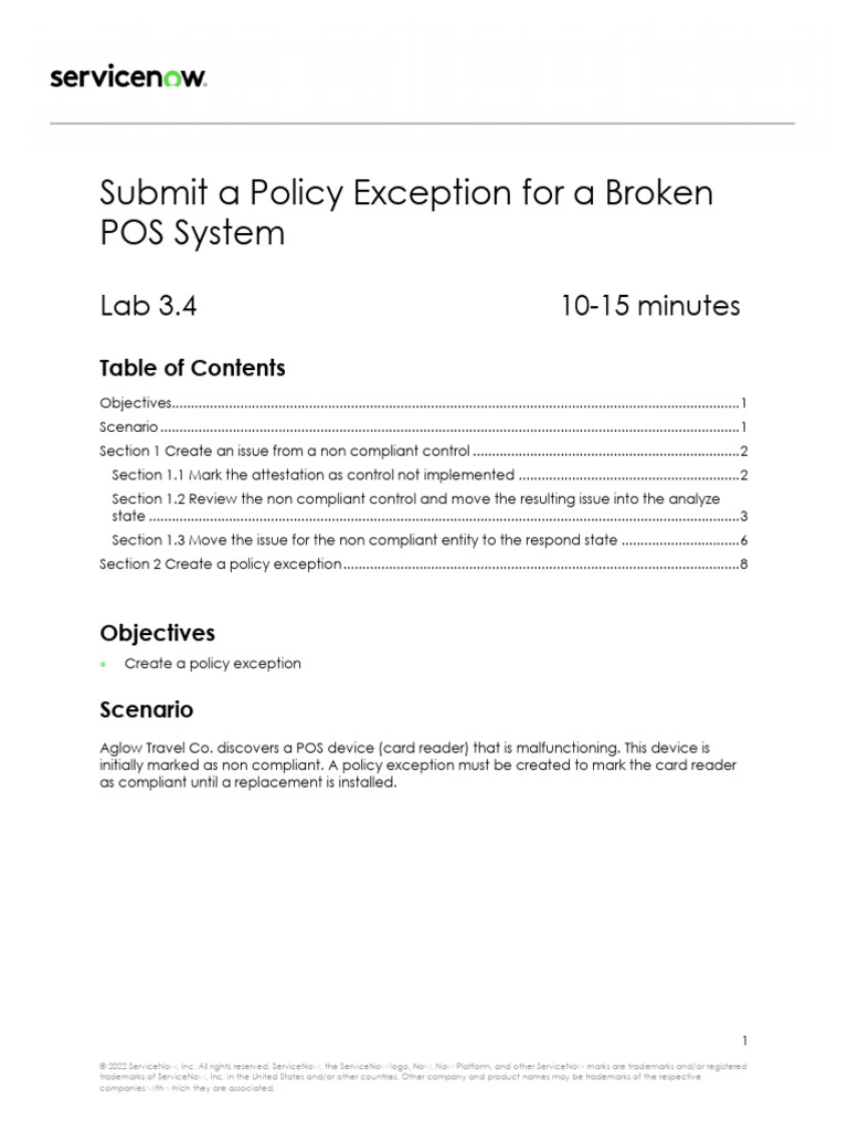GRC IRMF Lab 3.4 Submit A Policy Exception For A Broken POS System ...