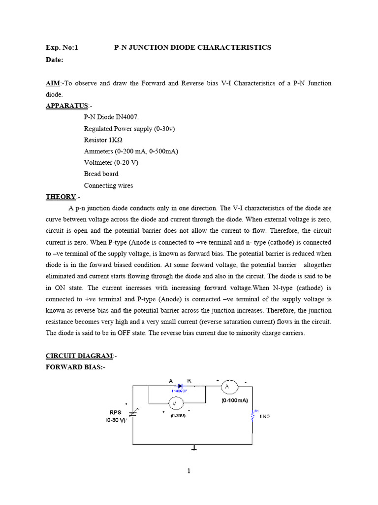 P-N Junction Diode Analysis | PDF | P–N Junction | Diode