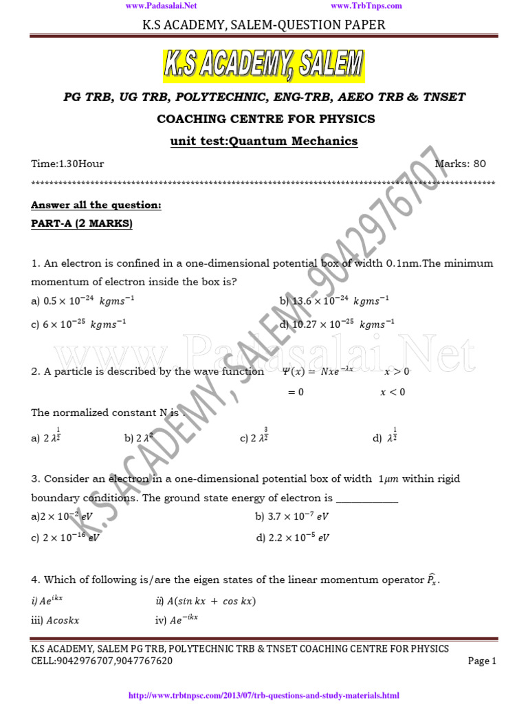 K.S Academy, Salem-Question Paper: PG TRB, Ug TRB, Polytechnic, Eng-Trb ...