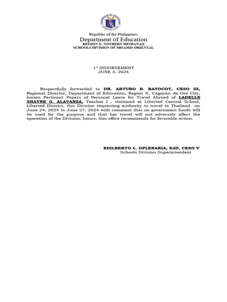 1st INDORSEMENT | PDF