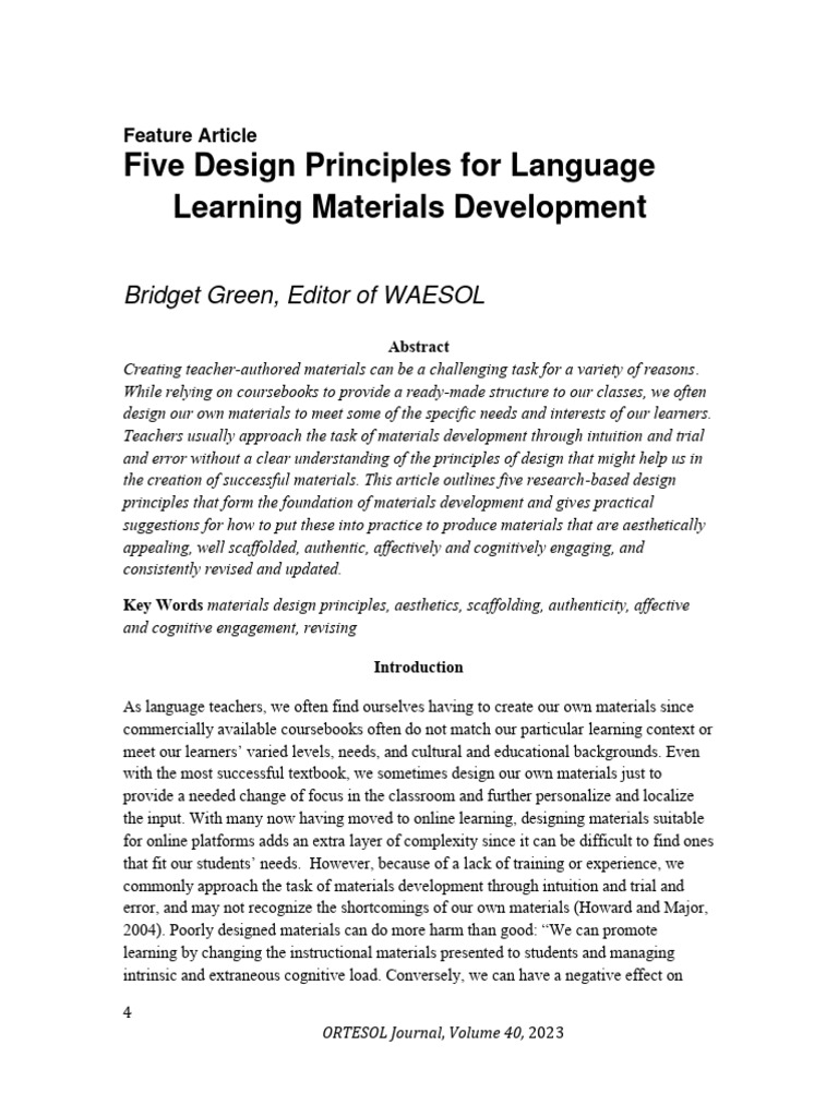 Five Design Principles | Download Free PDF | Learning | Second Language Acquisition