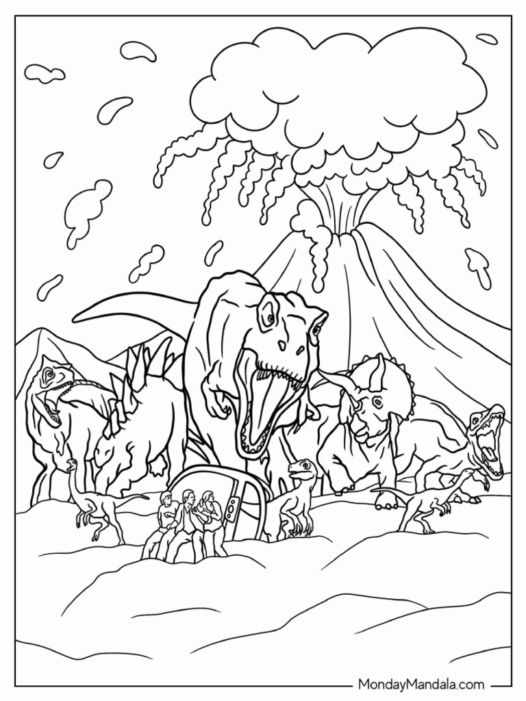 Jurassic World With Exploding Volcano and Dinosaurs | PDF