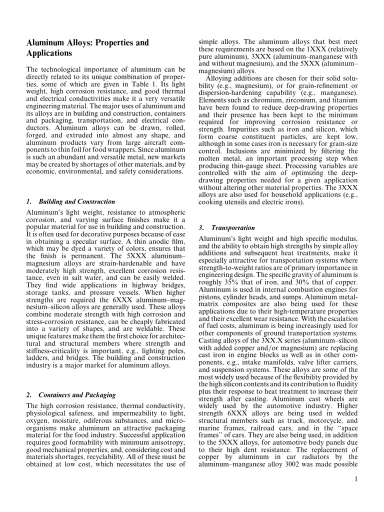Aluminum Alloys Properties And Applications Pdf Alloy Aluminium